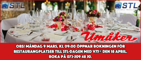 Restaurangbokningar till STL-dagen med spel på V75®